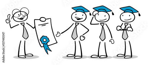 Abschluss der Ausbildung mit Doktortitel Illustration Stock | Adobe Stock