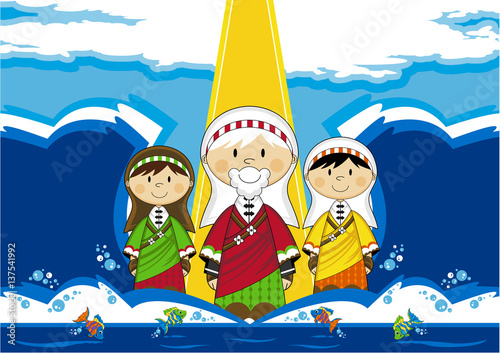 Cute Cartoon Moses Parting the Red Sea Stock Vector | Adobe Stock