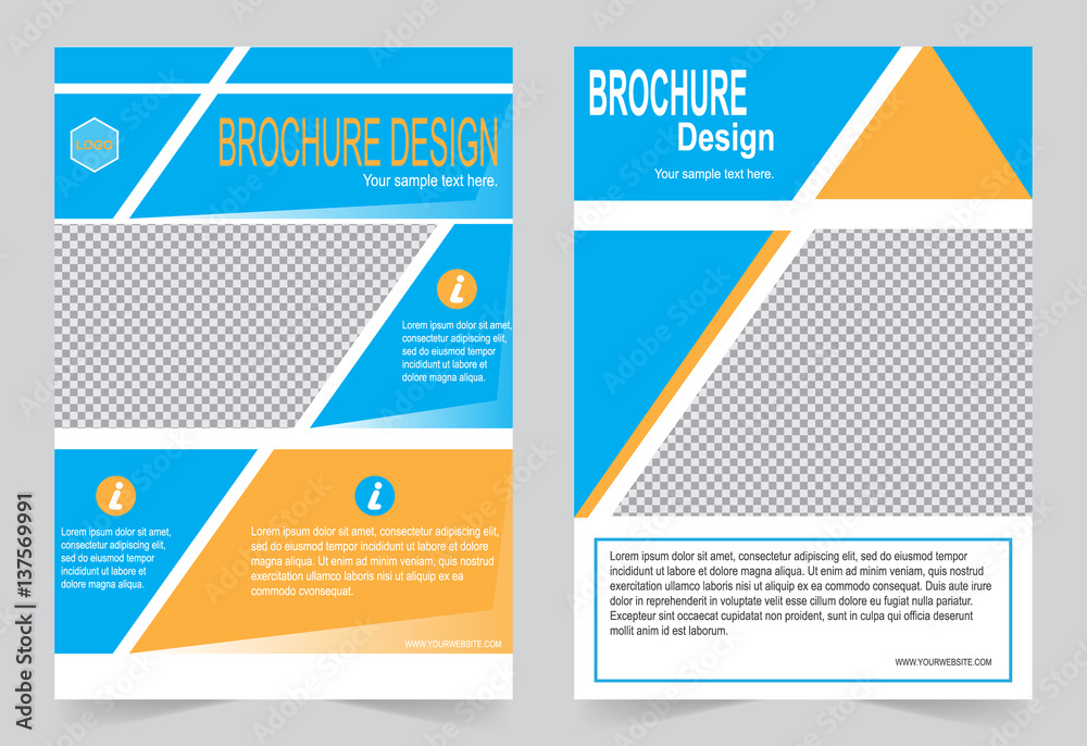 Blue and Orange Brochure template flyer design Stock Vector | Adobe Stock