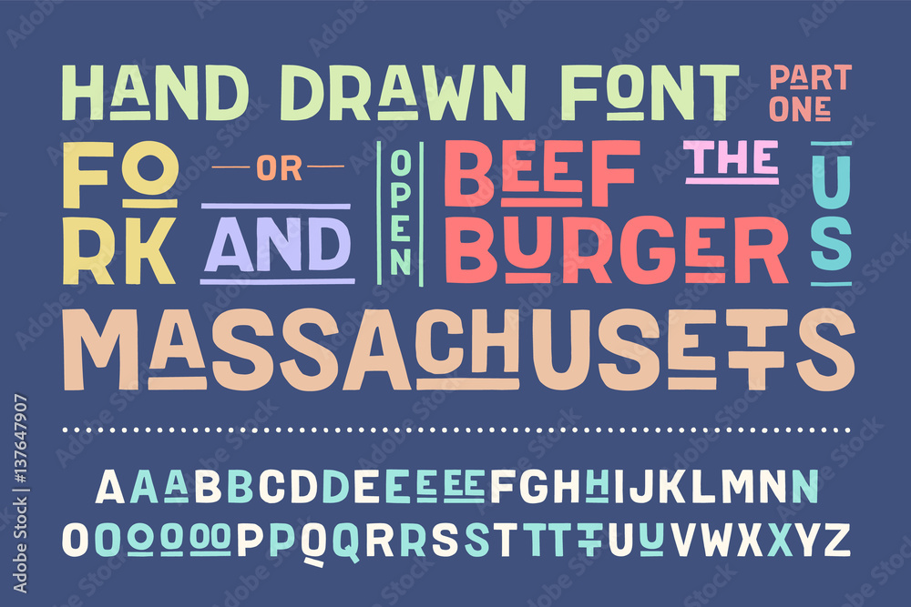 Hand-drawn alphabet and font. Bold, regular and medium uppercase ...