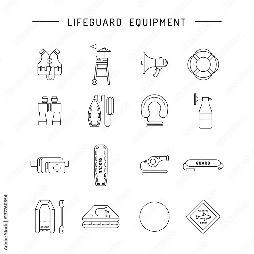 Lifeguard flat outline icon Stock Vector | Adobe Stock