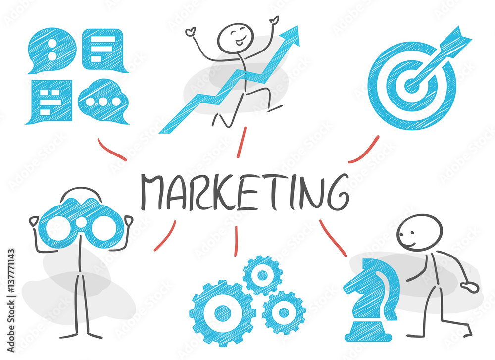 Stock-Vektorgrafik „stickman marketing“ | Adobe Stock