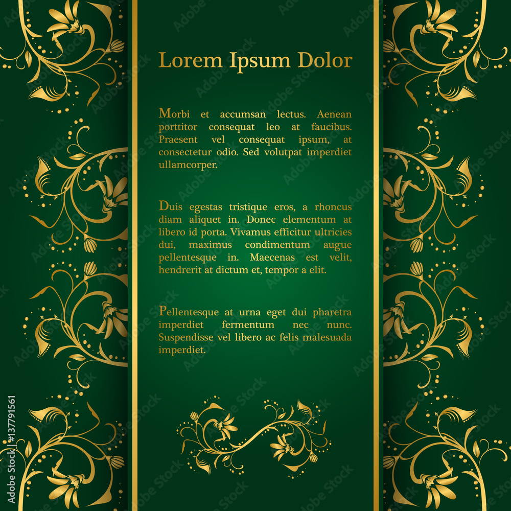 Background with gold floral pattern Stock Vector | Adobe Stock