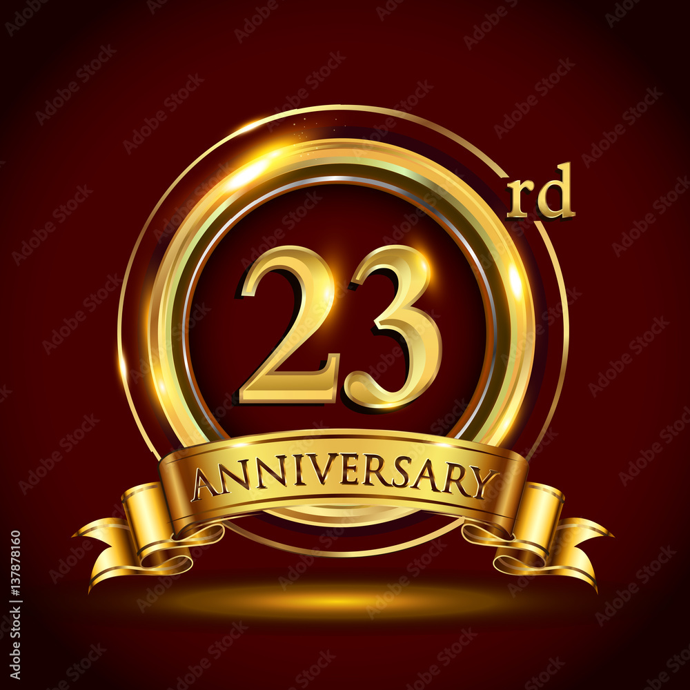 23rd golden anniversary logo, twenty three years birthday celebration ...
