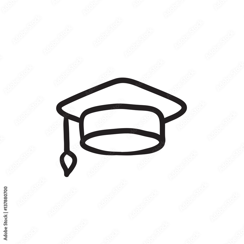 Graduation cap sketch icon. Stock Vector | Adobe Stock