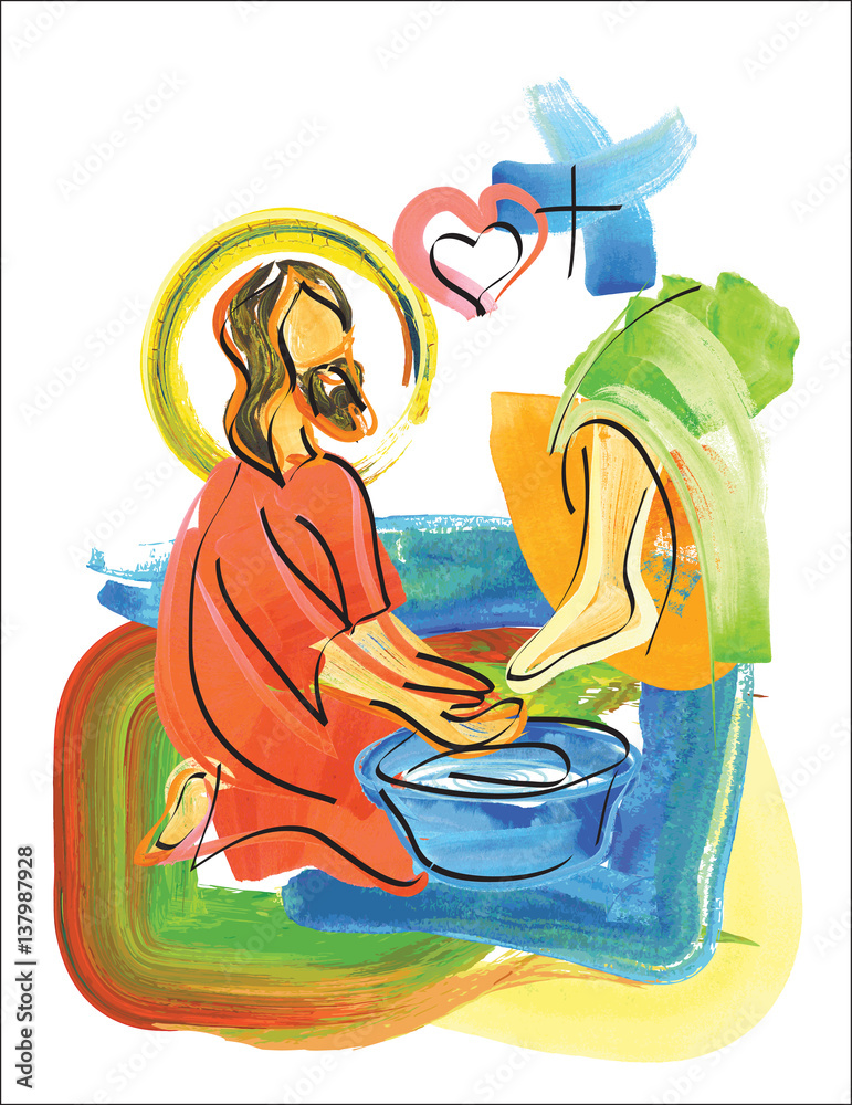 Washing of feet - Jesus Christ washing the feet of the apostles ...