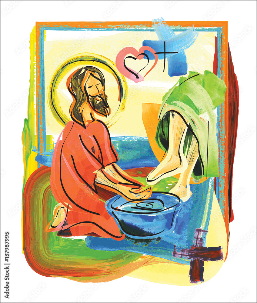 Washing of feet - Jesus Christ washing the feet of the apostles ...