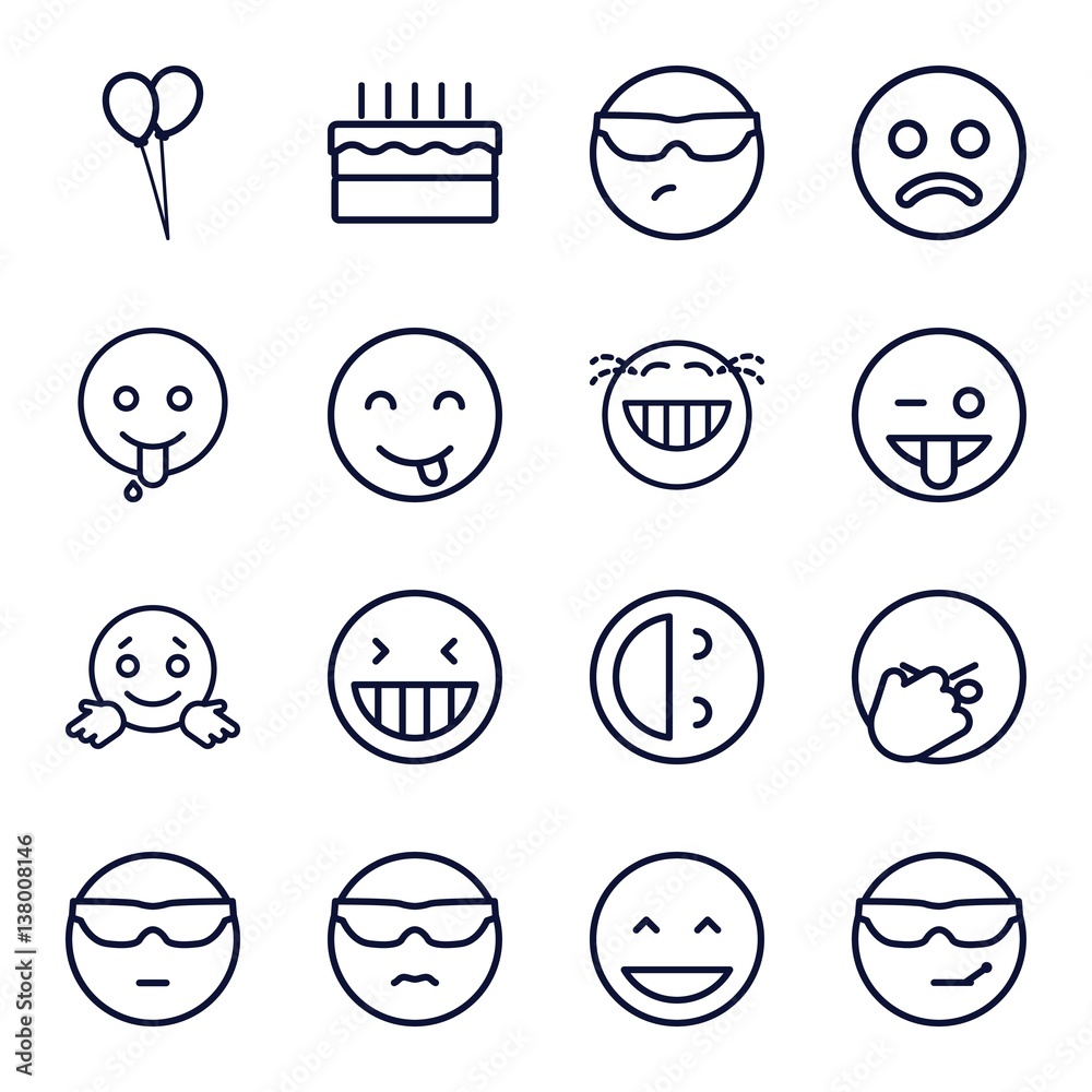 Set of 16 happiness outline icons Stock Vector | Adobe Stock