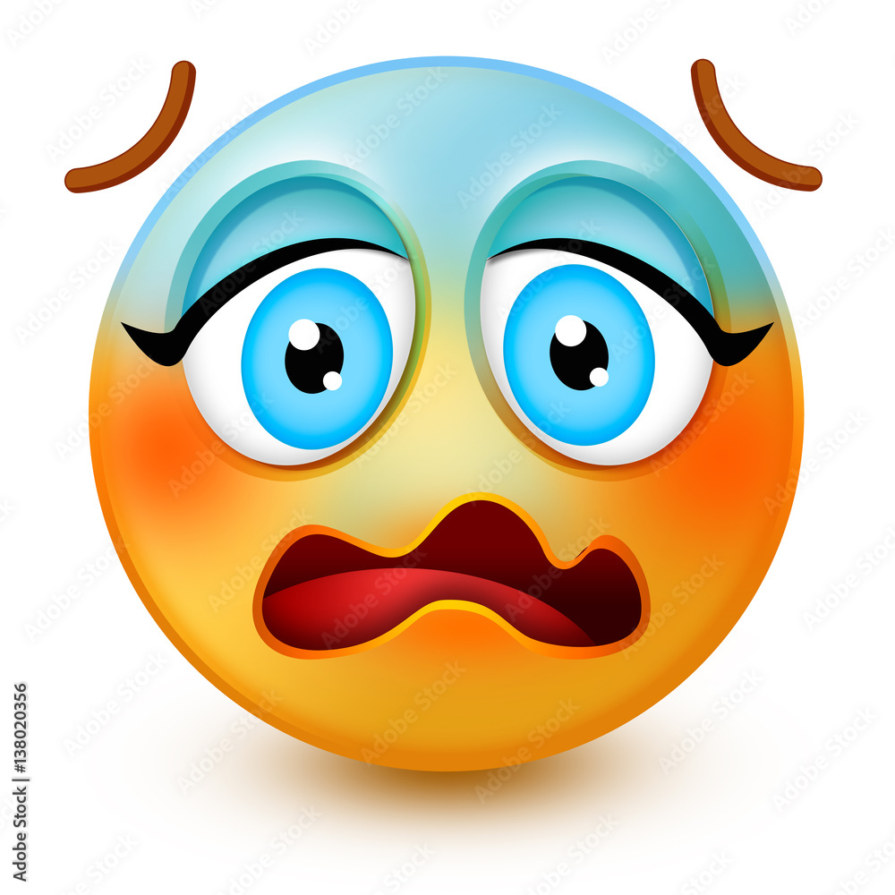Cute Anguished-face Emoticon Or 3d Very Worried Emoji With Raised ...