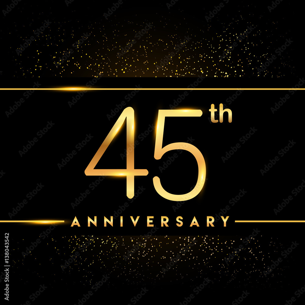 Celebrating of 45 years anniversary, logotype golden colored isolated ...
