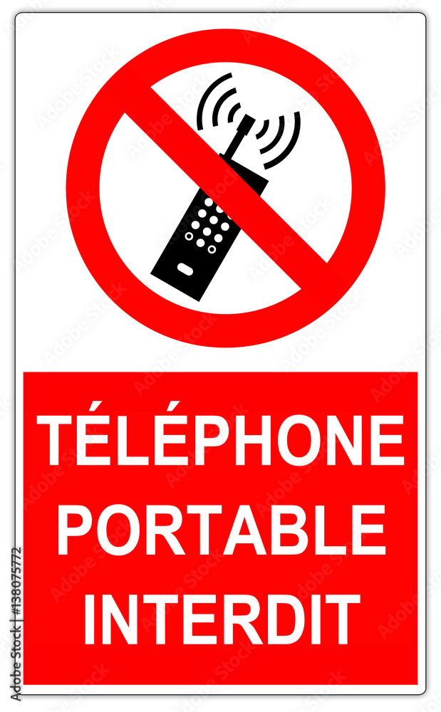Illustration Stock Panneau : Téléphone portable interdit | Adobe Stock