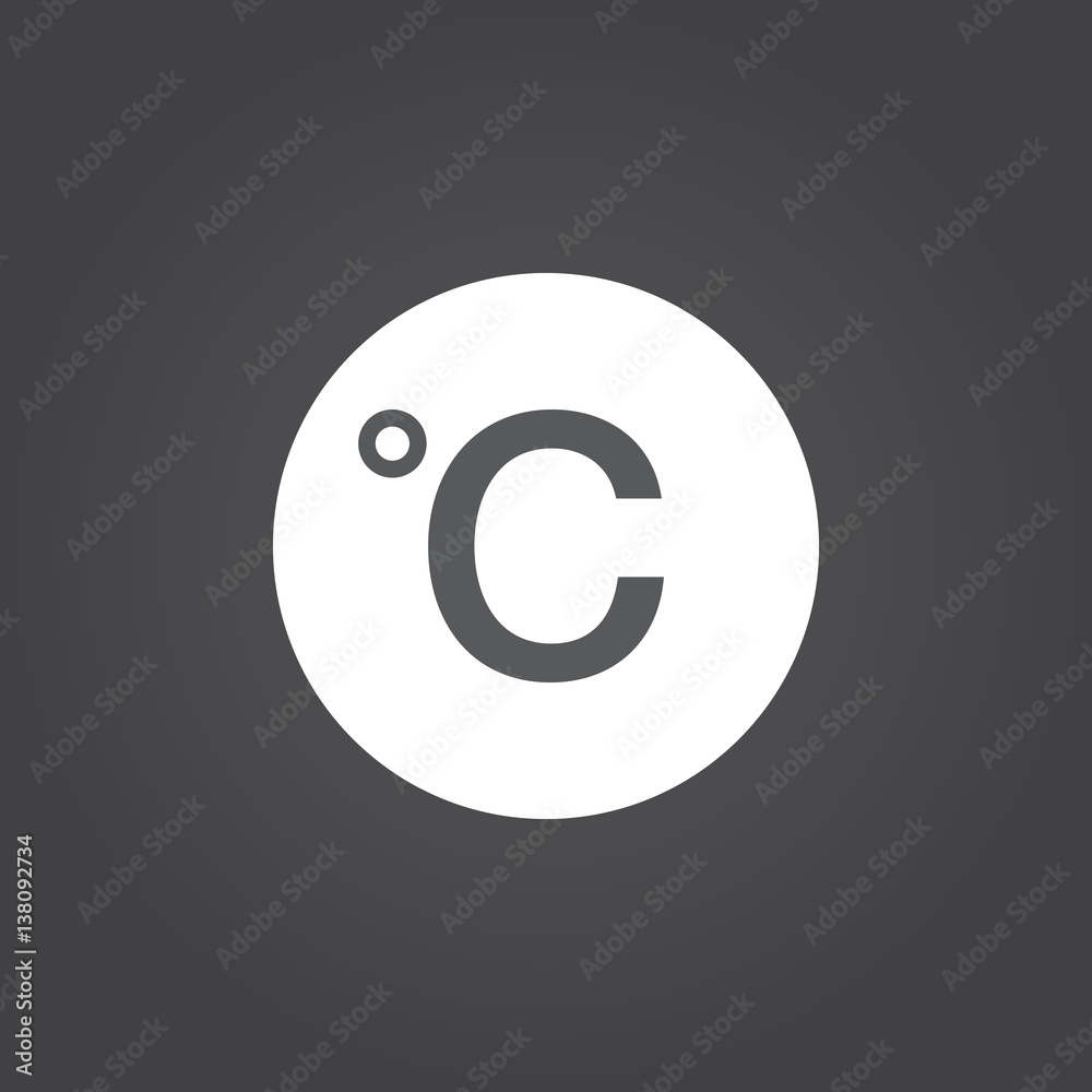 Degree sign, celsius icon vector, solid logo, white pictogram isolated ...