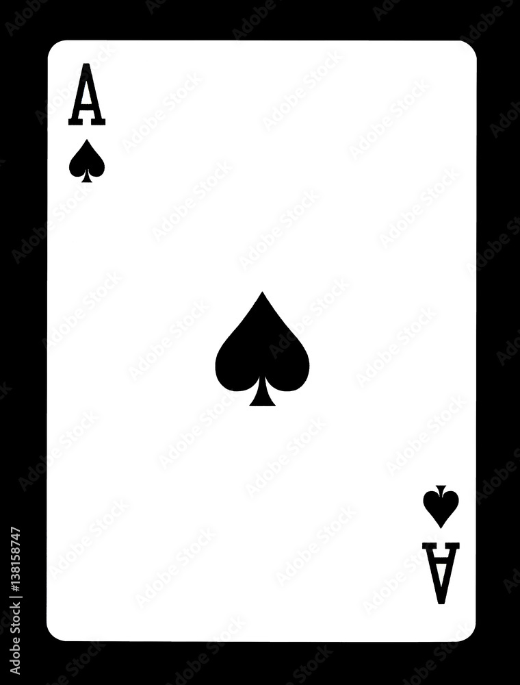 Ace of spades playing card, isolated on black background. Stock Photo ...
