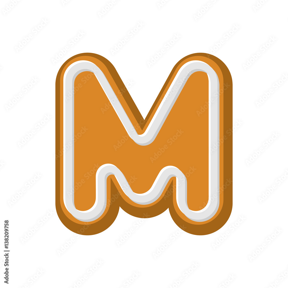 Letter M Gingerbread. Peppermint honey-cake font. Cookies alphabet ...