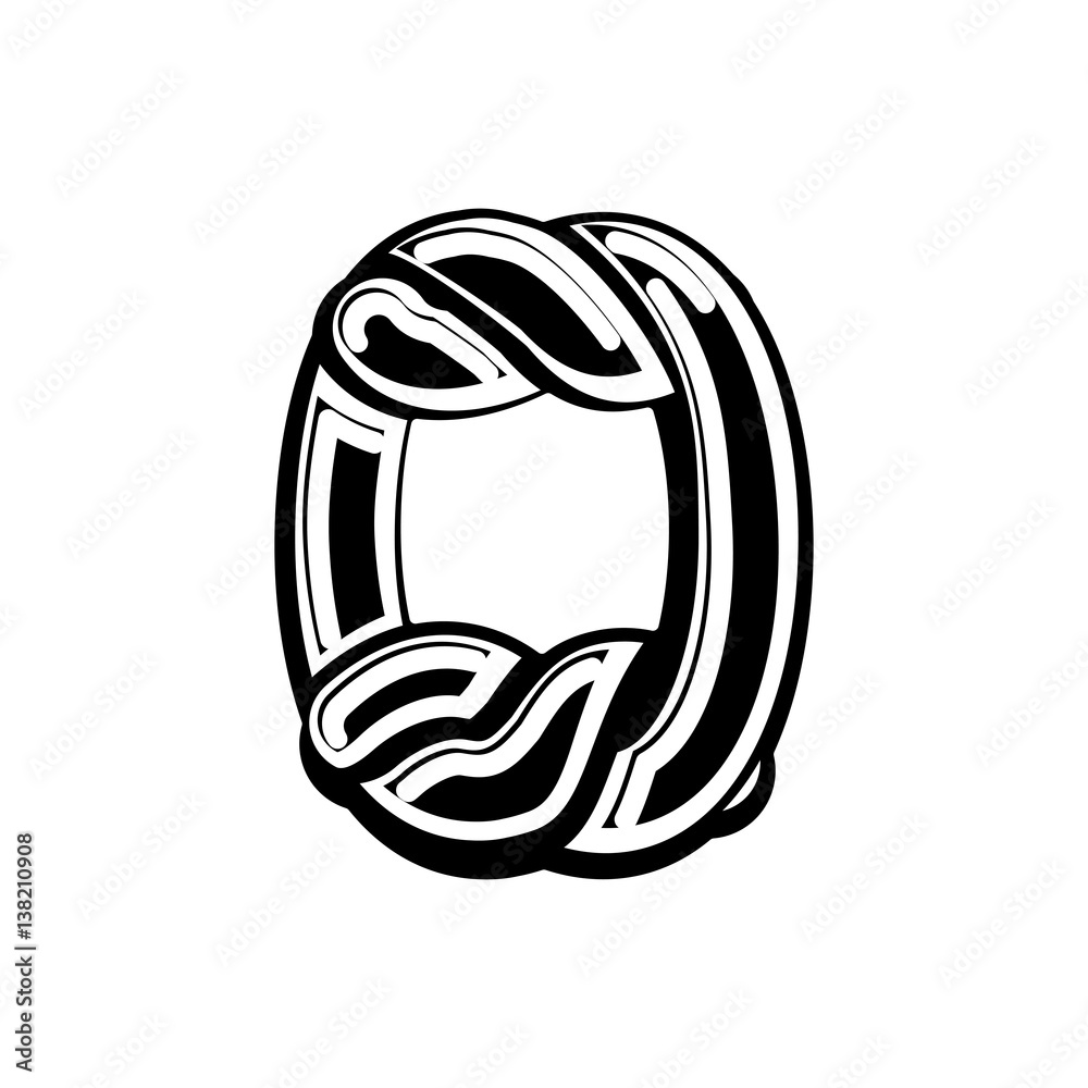 Number 0 Celtic font. norse medieval ornament ABC sign zero ...