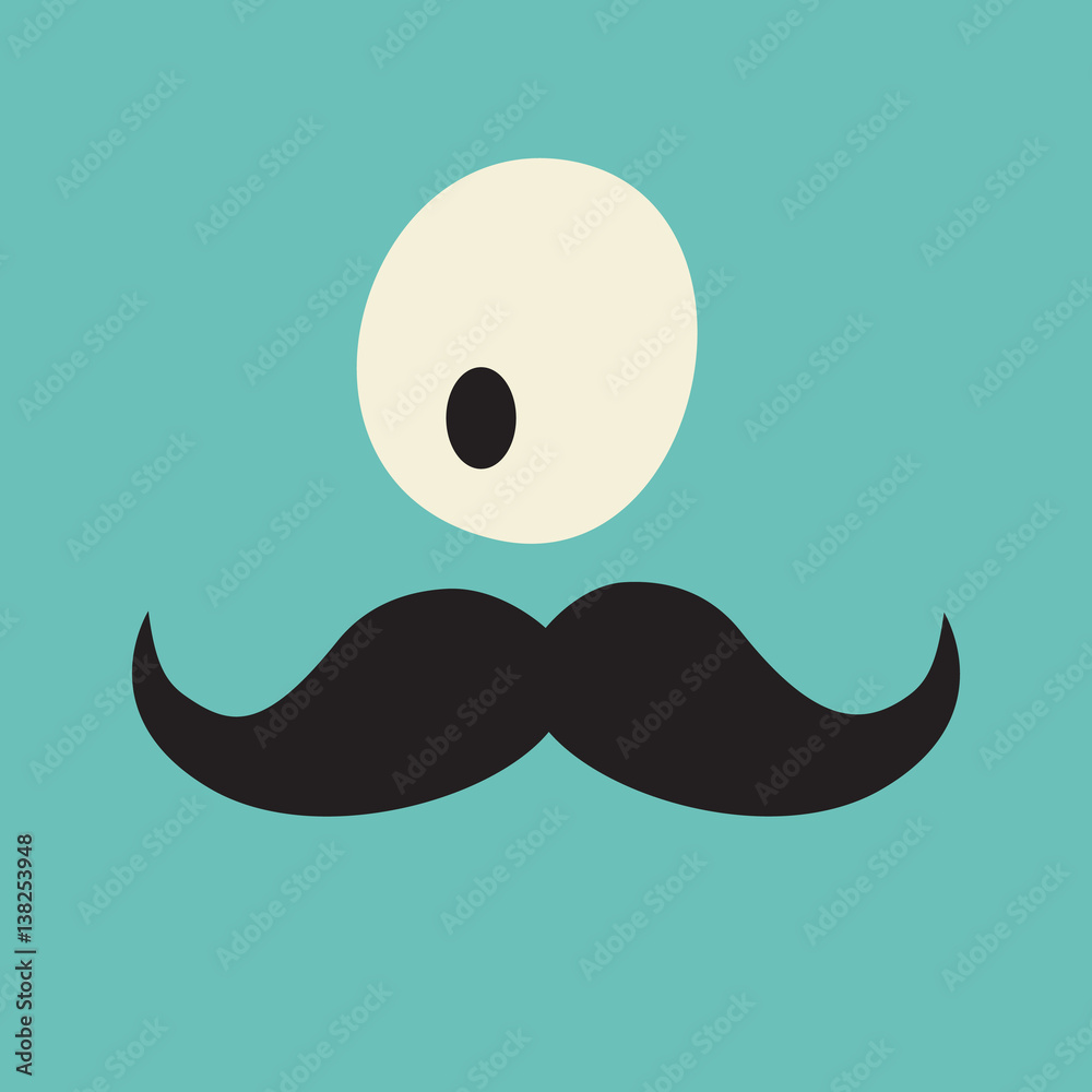 Emoji moustached monster. Cute cyclops vector illustration. Cartoon ...