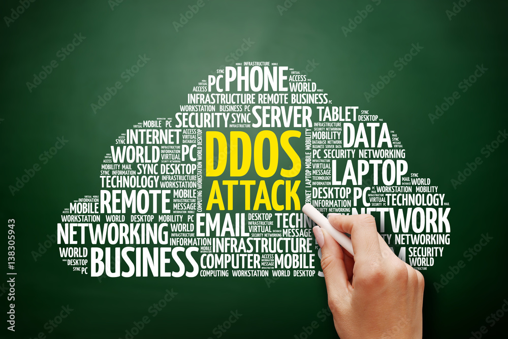 DDOS Attack word cloud collage, technology business concept on ...