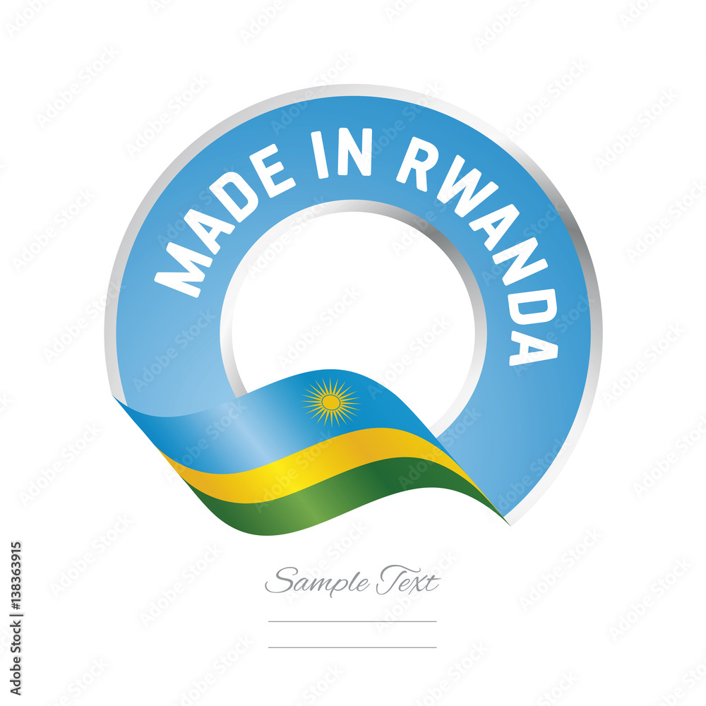 Made in Rwanda flag blue color label logo icon Stock Vector | Adobe Stock