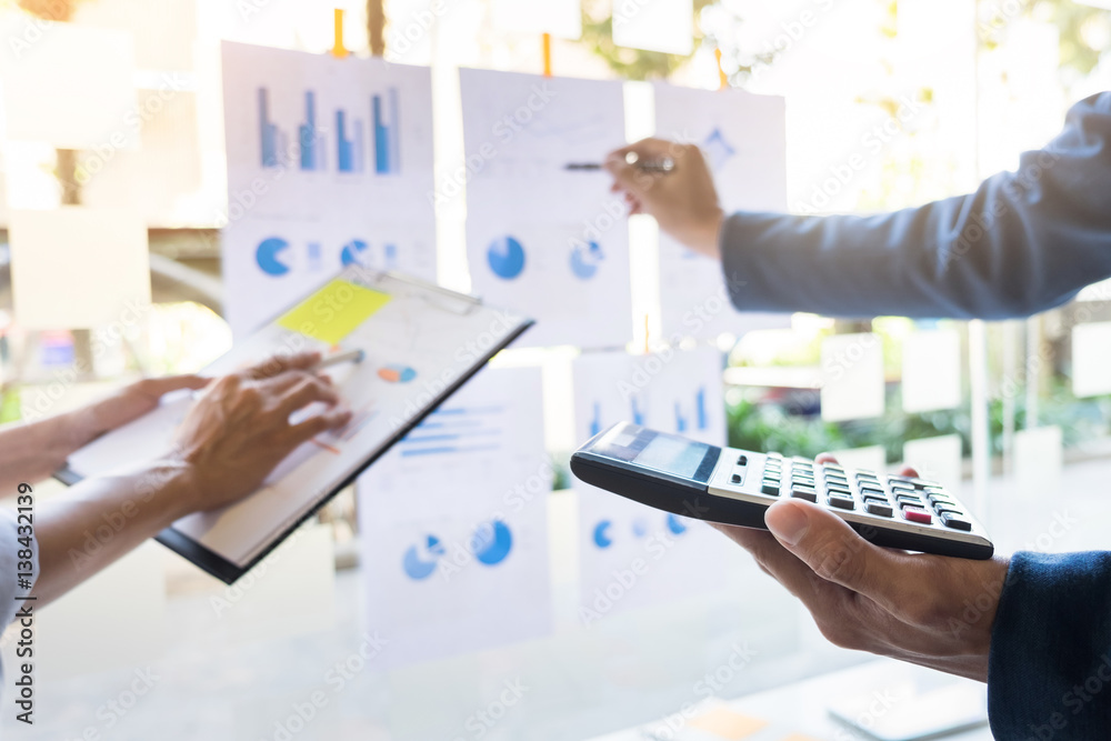business man financial inspector and secretary making report ...