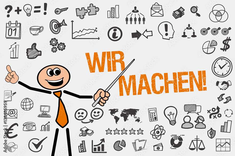Wir Machen! / Mann mit Symbole Stock Illustration | Adobe Stock