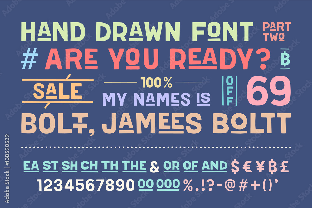 Hand-drawn alphabet and font. Bold, regular and medium uppercase ...