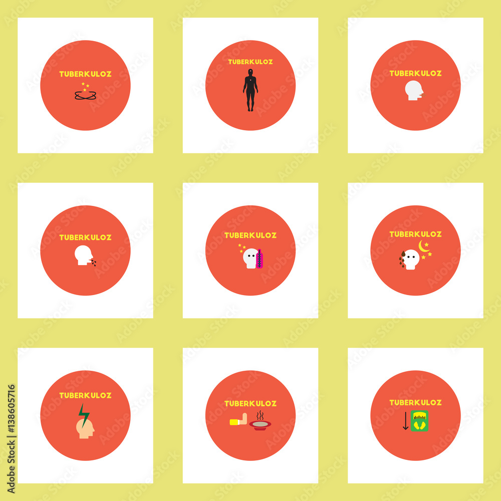 Vector icons collection various symptoms of Tuberculosis on the human ...