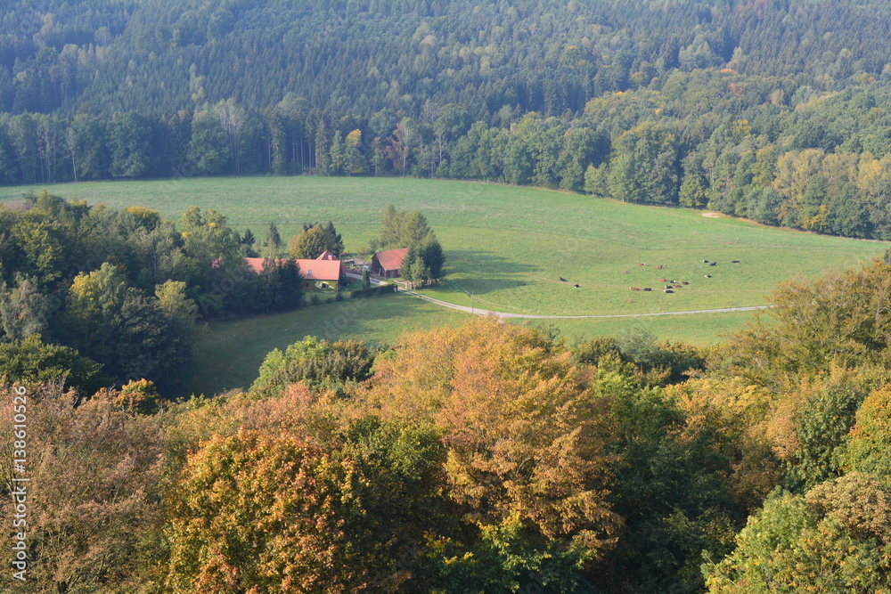 View on fields, villages and farms from Festung Konigstein fortress ...