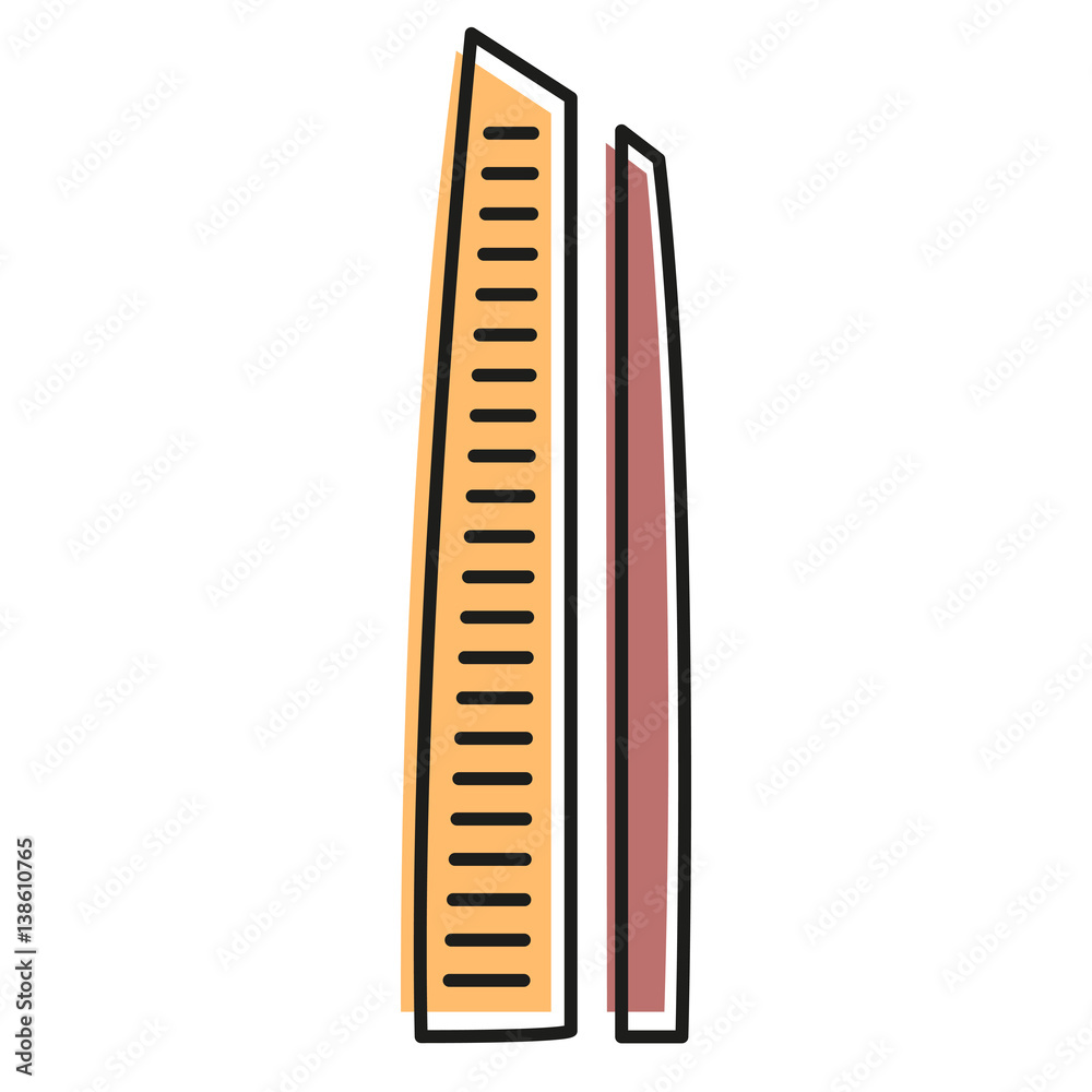 Isolated brown color skyscraper in lineart style icon, element of urban ...