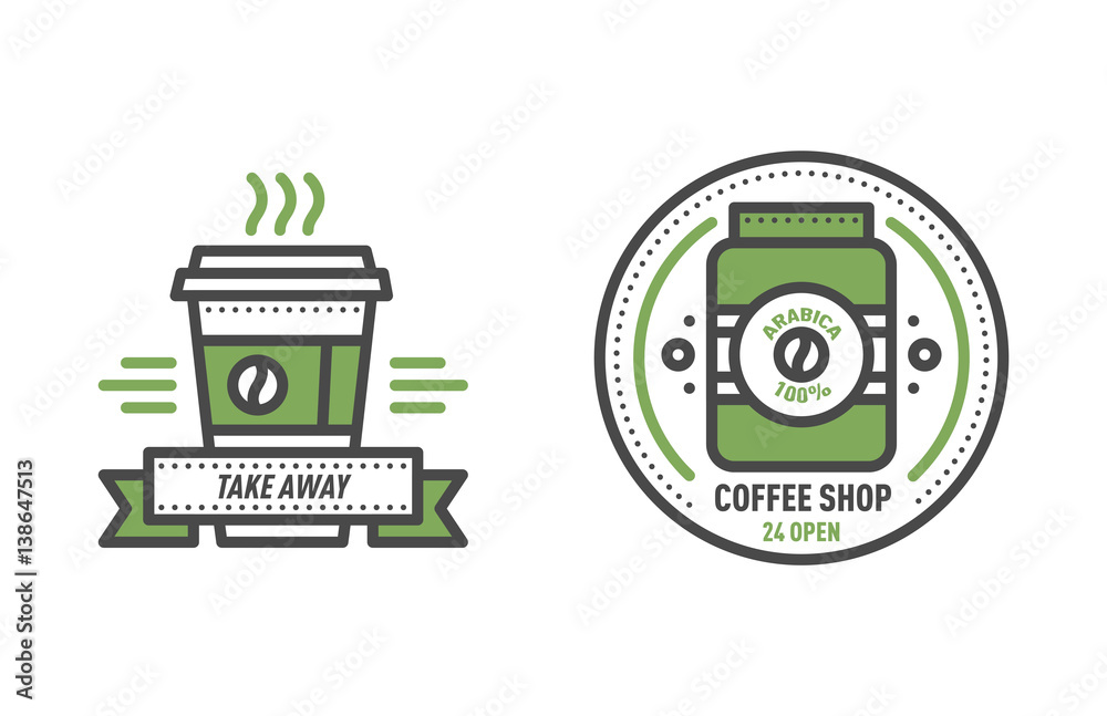 Coffee badge logo food design thin line lettering for restaurant, cafe ...