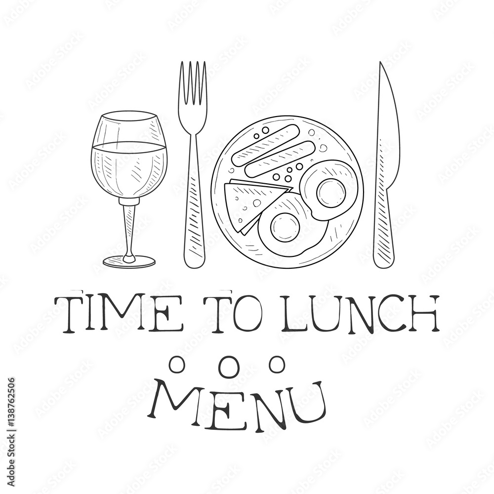 Cafe Lunch Menu Promo Sign In Sketch Style With English Breakfast And ...