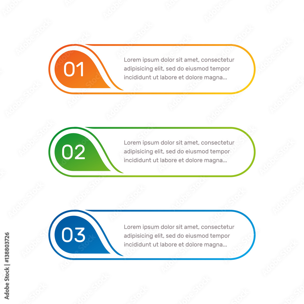Infographic colorful numbers from 1 to 3 and text columns vector ...