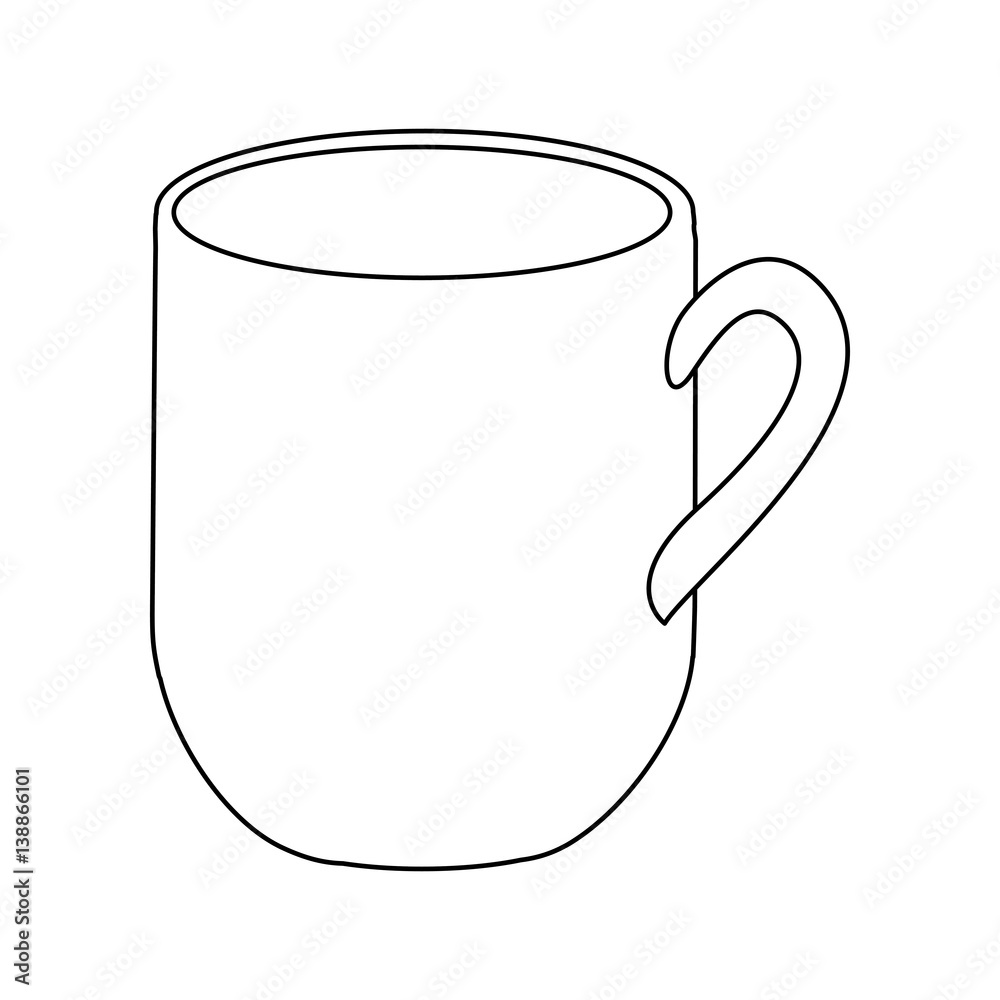 monochrome contour with mug of coffee close up vector illustration ...