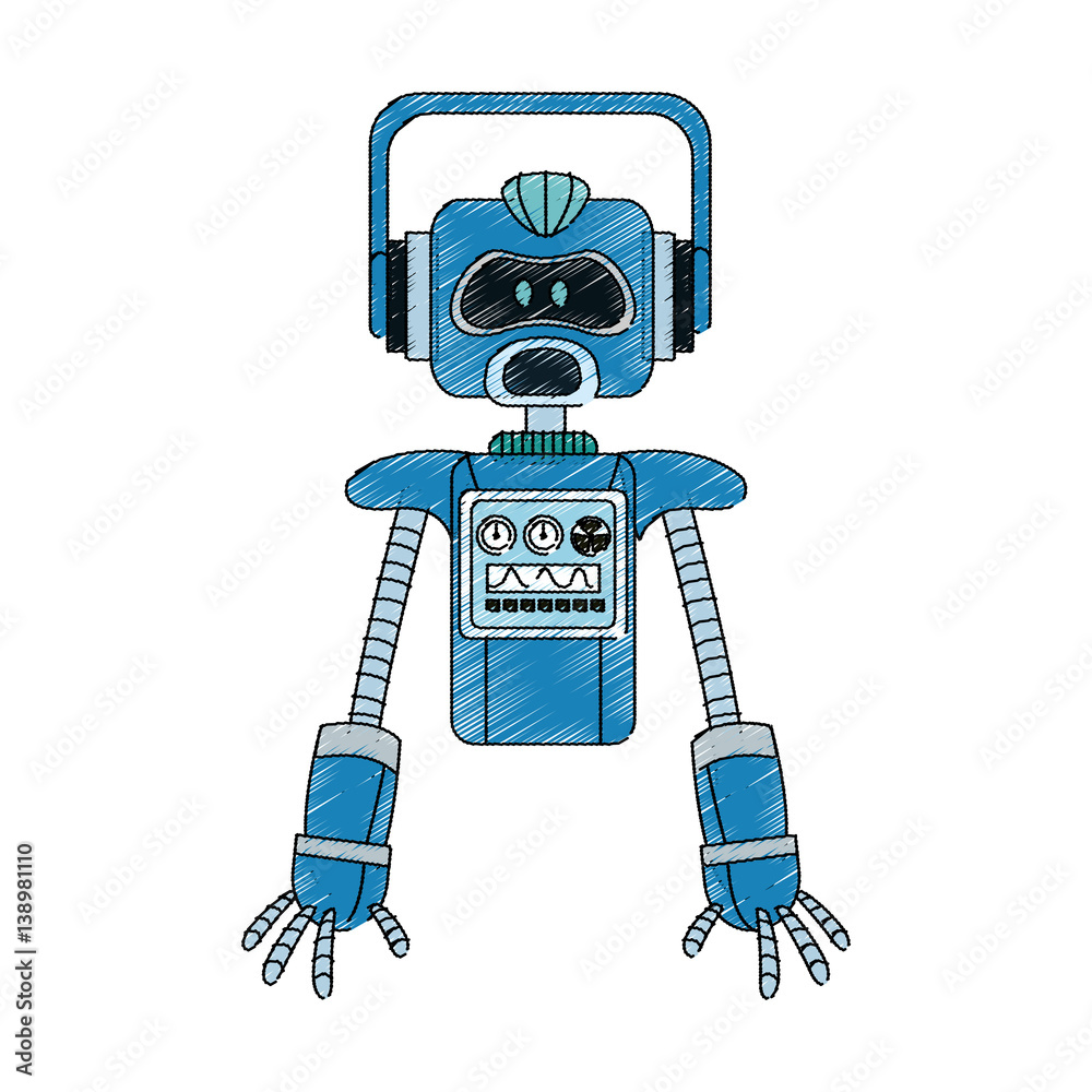 robot cartoon icon over white background. vector illustration Stock ...