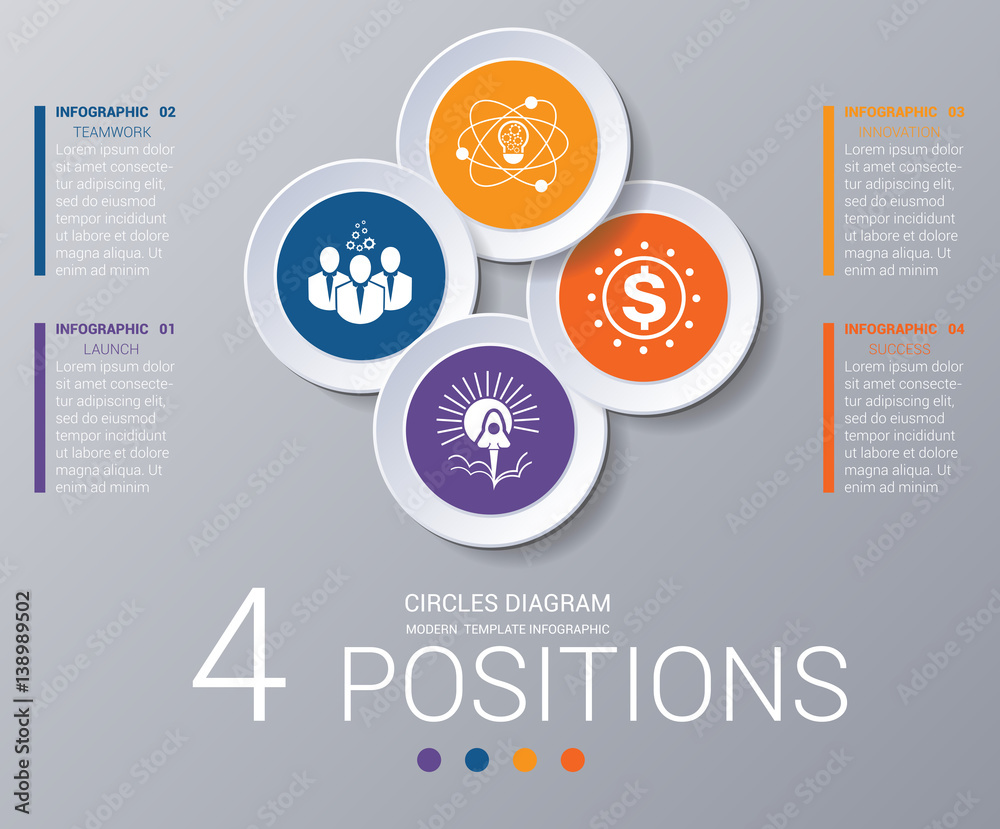 Circles diagram Elements Template infographics 4 positions Stock Vector ...