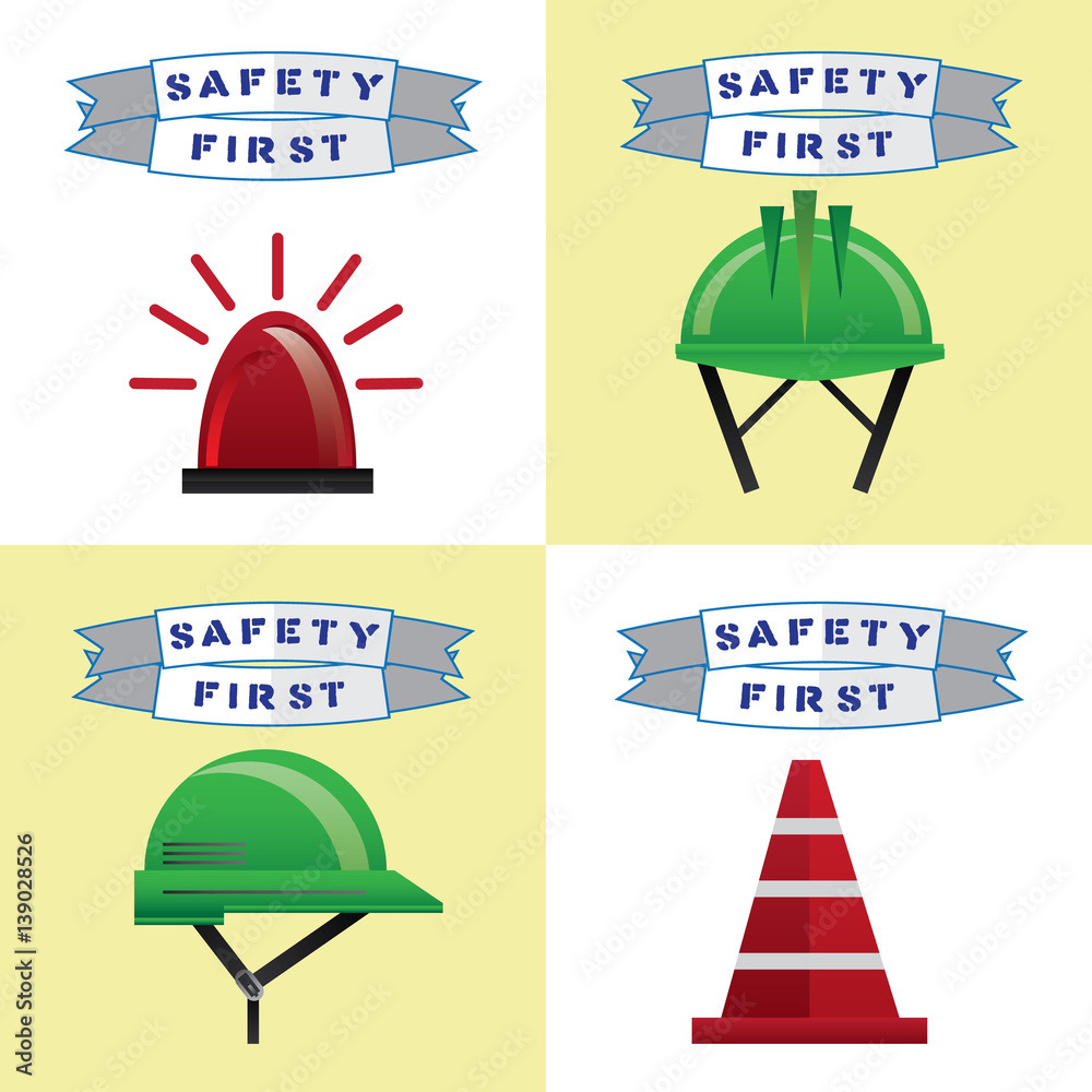 safety first construction sign, health and safety warning signs, vector ...