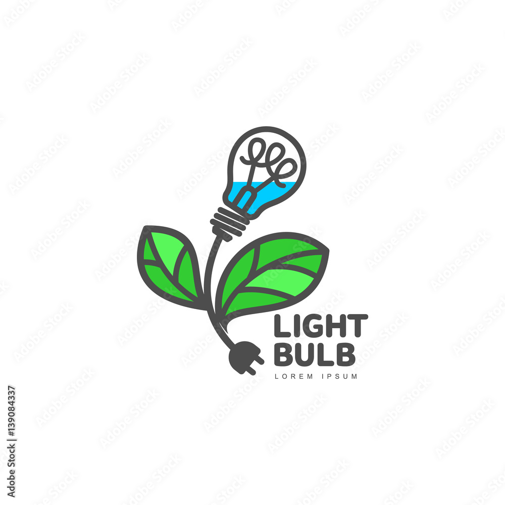 Logo template with light bulb as flower, ecology, growth, development ...