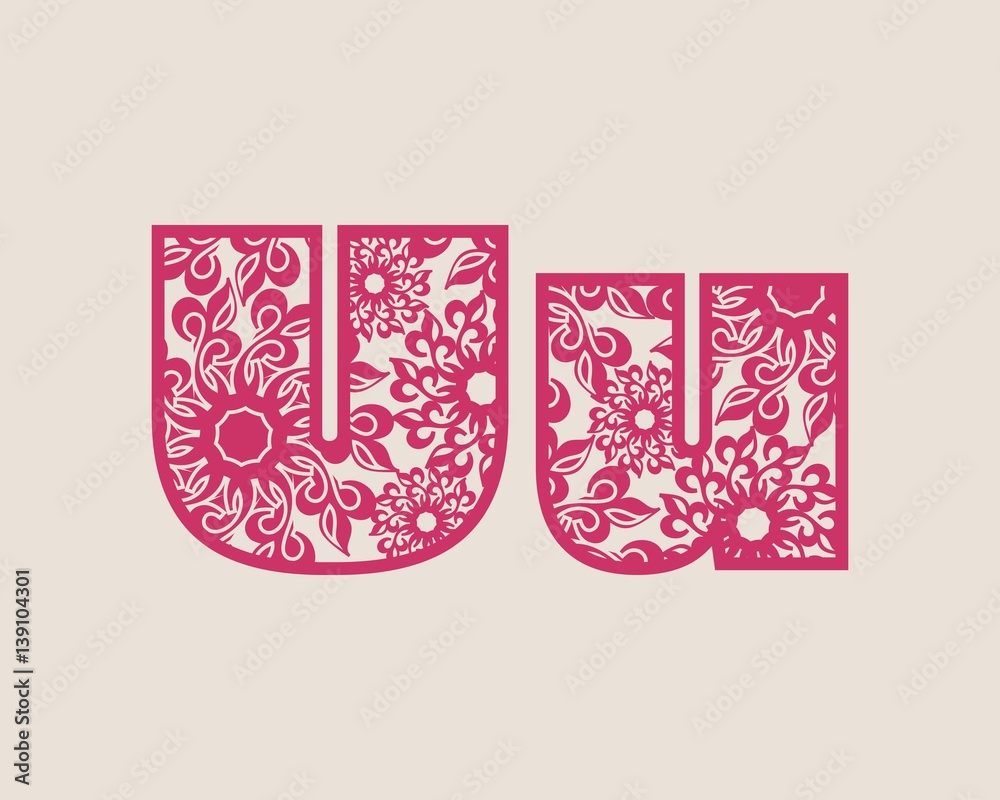 Decorative alphabet vector font. Letter U. Typography for headlines ...