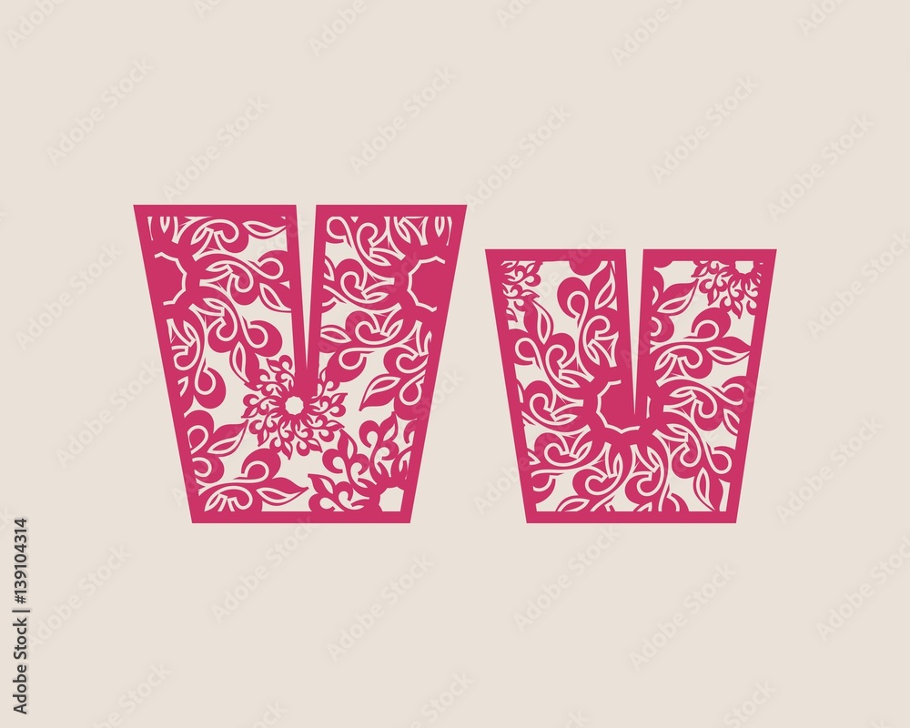 Decorative alphabet vector font. Letter V. Typography for headlines ...