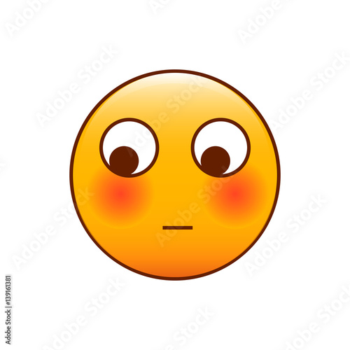 Shy emoticon. Vector emoji. Cute smiley Stock Vector | Adobe Stock