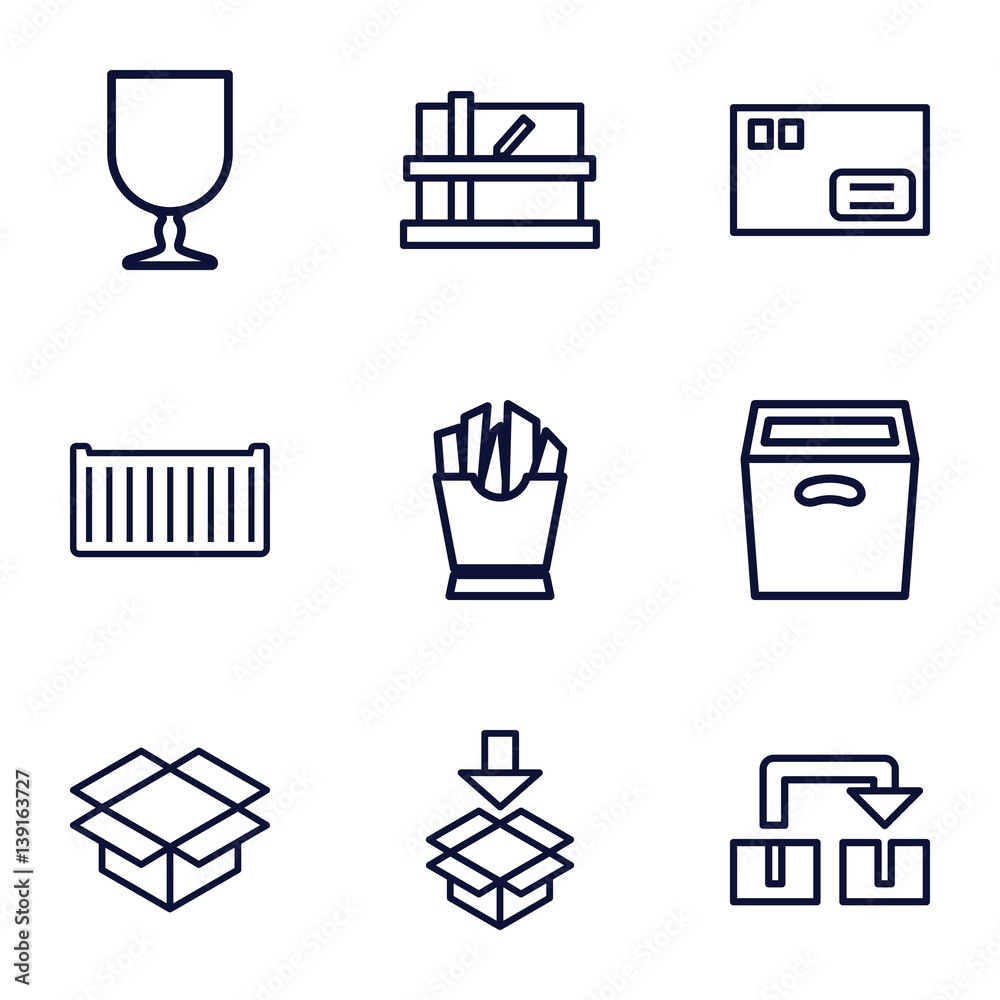 Set of 9 carton outline icons Stock Vector | Adobe Stock
