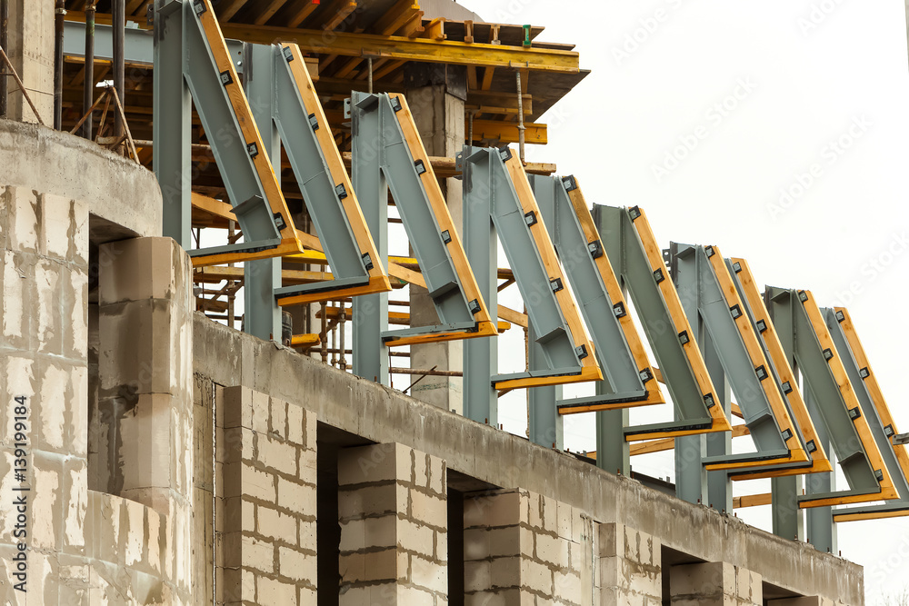 structural elements of the roof construction of the building Stock ...