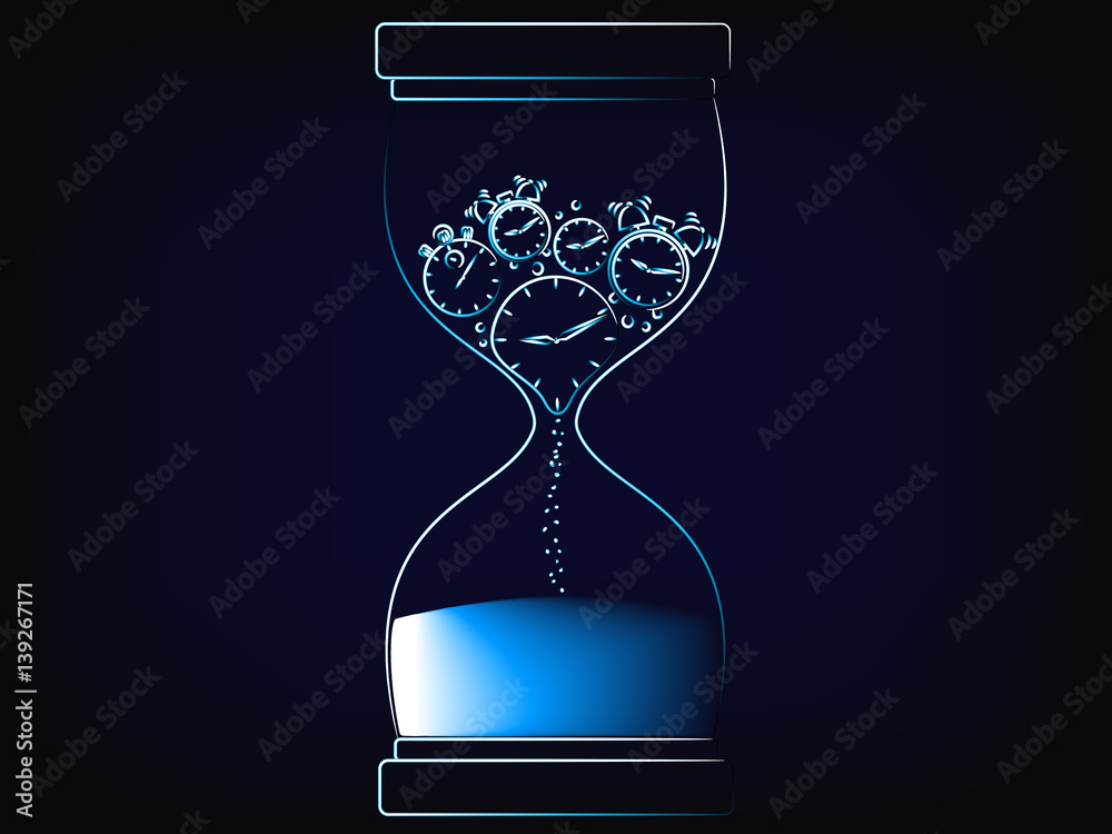 vector hourglass melting clock, the time is now concept Stock Vector ...