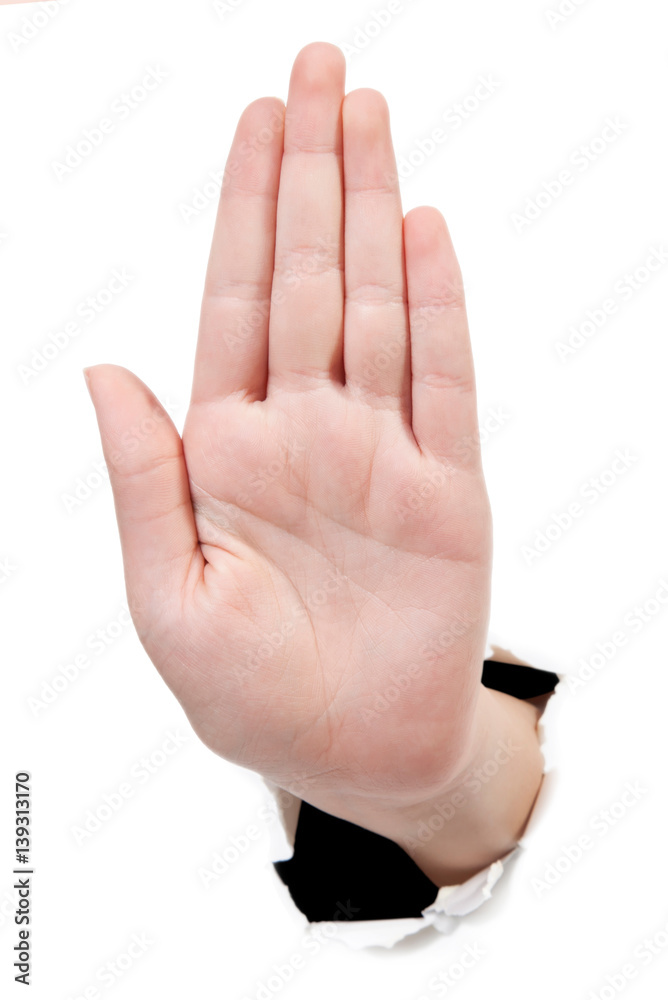 open hand white background
