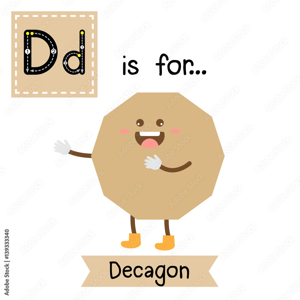 Letter D cute children colorful geometric shapes alphabet tracing ...