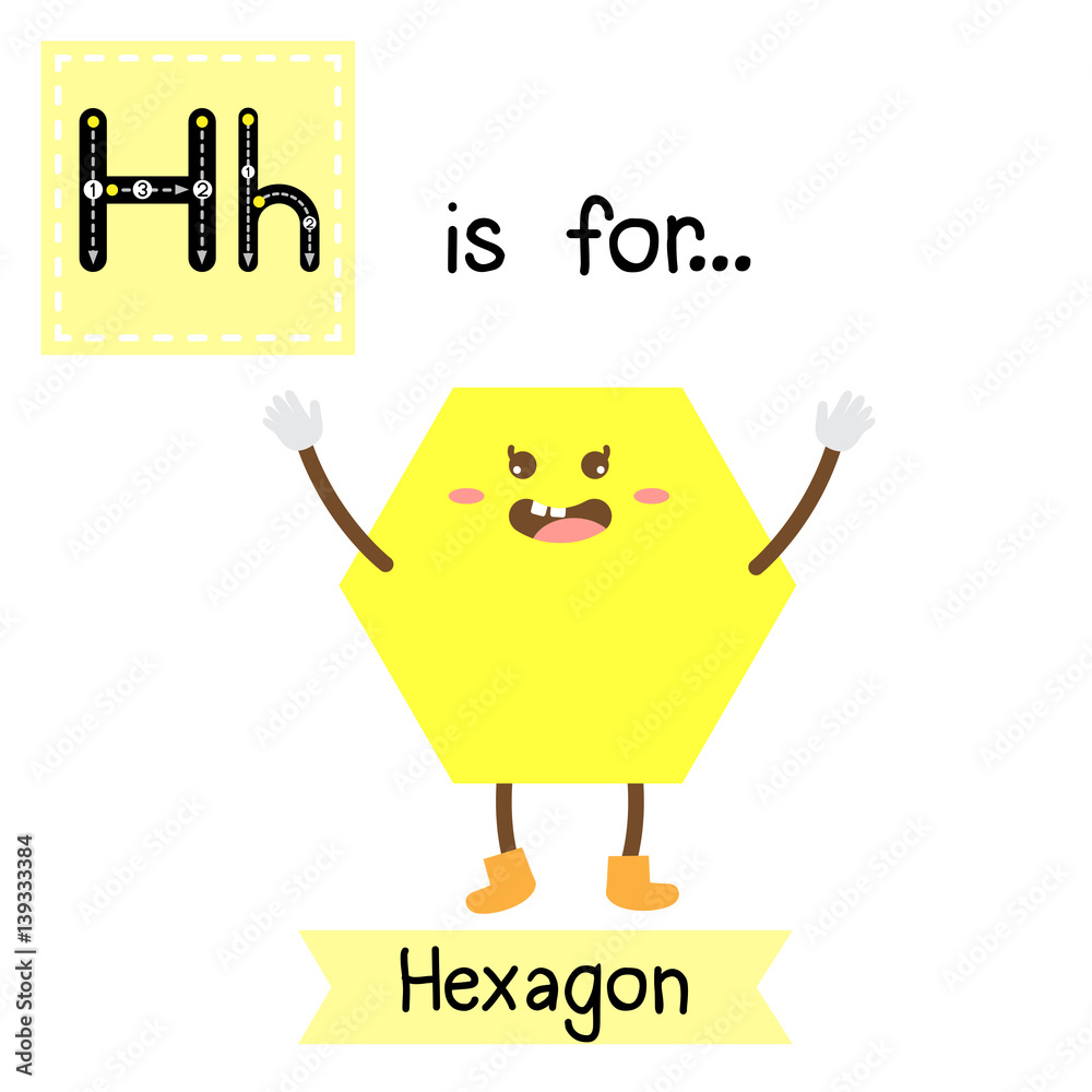 Letter H cute children colorful geometric shapes alphabet tracing ...