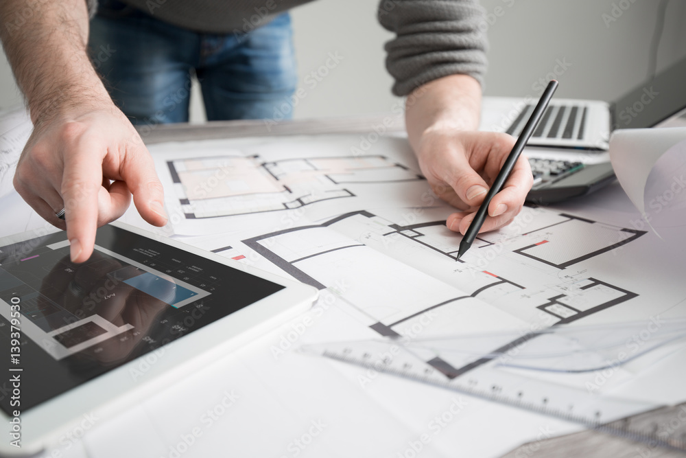 architect architecture drawing project blueprint working design ...