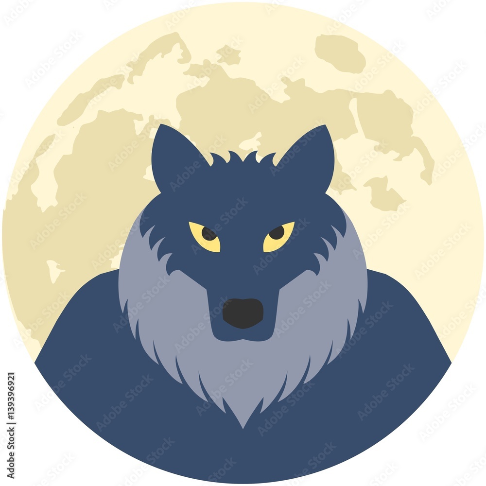 Werewolf Full Moon Badge / Emblem Stock Vector | Adobe Stock