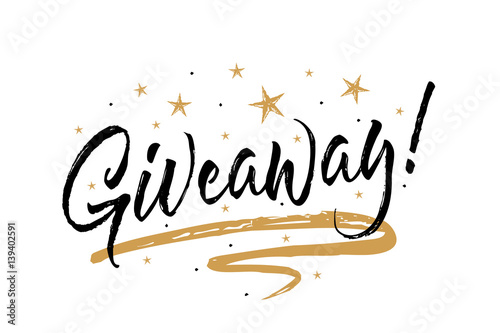 Giveaway card, banner.Beautiful greeting scratched calligraphy black ...