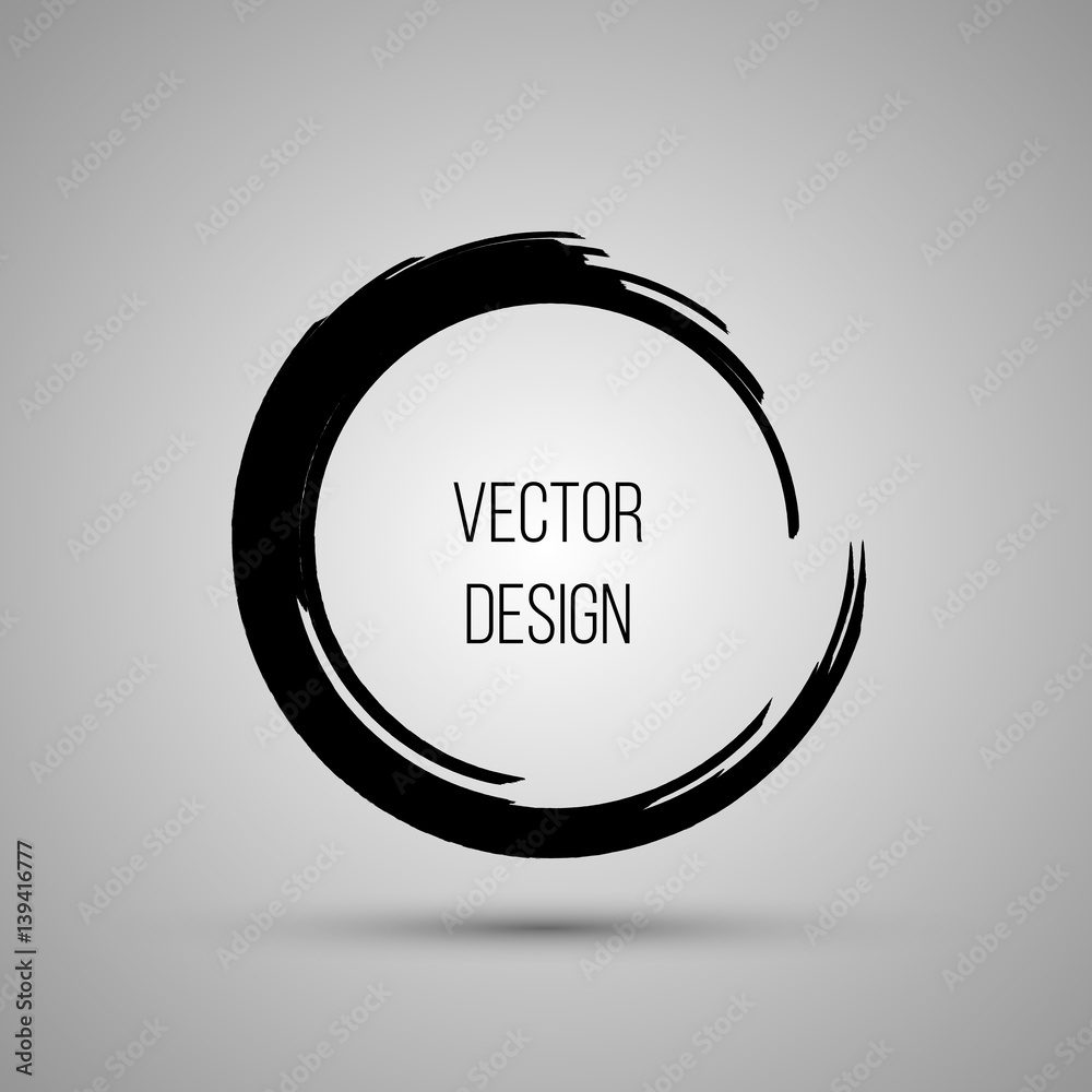 Hand drawn circle shape. Label, logo design element, frame. Brush ...