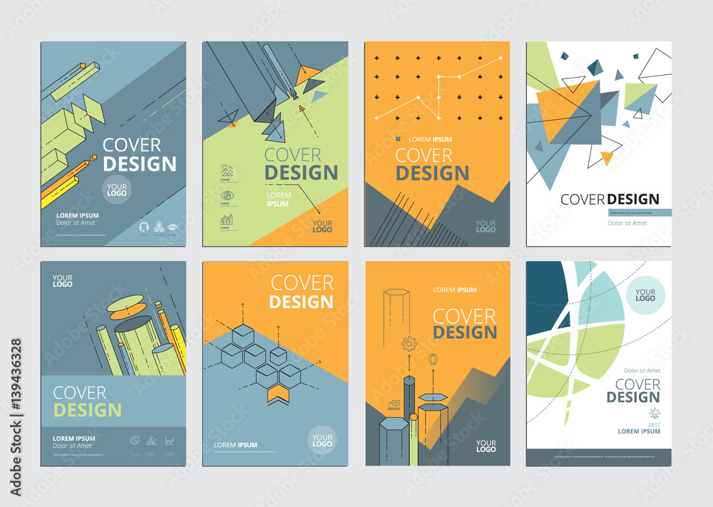 Set of modern business paper design templates. Vector illustrations of ...